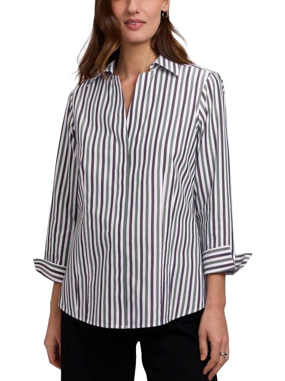 FOXCROFT Foxcroft Taylor Striped Cotton Button-Up Shirt